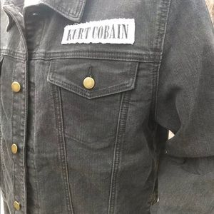 NIRVANA | Jackets & Coats | Nwt Nirvana Black Denim Jacket Kurt Cobain ...